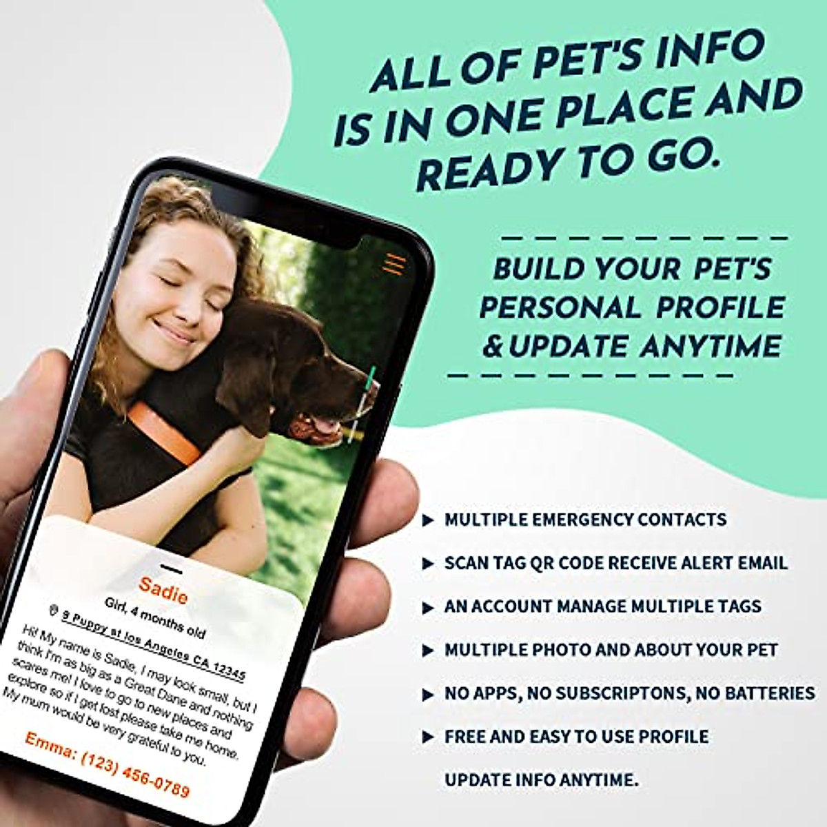 MYLUCKYTAG NFC & QR Code Smart Pet ID Tag Personalized Dog Cat Tag, Online Pet Profile, Pet Location Alert Email, Digital Pet Tag, Quiet Pet Tag, Durable Pet ID, Dog Collar Tag