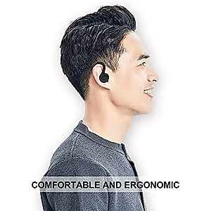 Black Wireless Earbuds with Earhooks Bluetooth Earbuds with Ear Hook Waterproof Sport Headphones Noise Cancelling Ear Buds with Microphone Long Battery Life Earphones for Running Workout Android iOS