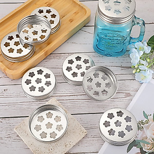 12 Pcs Mason Flower Jar Holder Lid Metal Flower Lid Insert Mason Grid Flower Organizer Lid Insert for Regular Mouth Mason Canning Jars (12 Pcs)