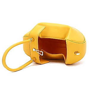 Mn&Sue Fashion Designer Women's Genuine Leather Top Handle Handbag Evening Bag Party Prom Wedding Purse (Small, Yellow)