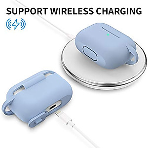 GMUDA for AirPods Pro(2nd Generation/1st Generation)，Protective Silicone Cover with Keychain,Compatible with Apple AirPods Pro 2, Front LED Visible (Denim Blue)