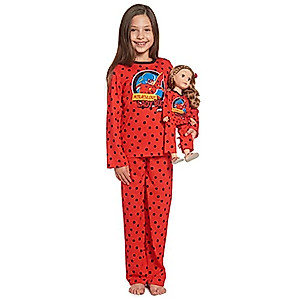 Miraculous Ladybug Little Girls 4 Piece Pajama Shirt And Pants Matching Doll Outfit Red