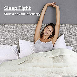 immtree Sherpa Weighted Blanket 20lbs for Adult, Fluffy Long Faux Fur Cozy Shaggy Plush Dual Sided Luxury Fuzzy Heavy Hug Blanket, Soft Bedding Blanket for Bed Sofa Couch 60 x 80 Inches, Cream White