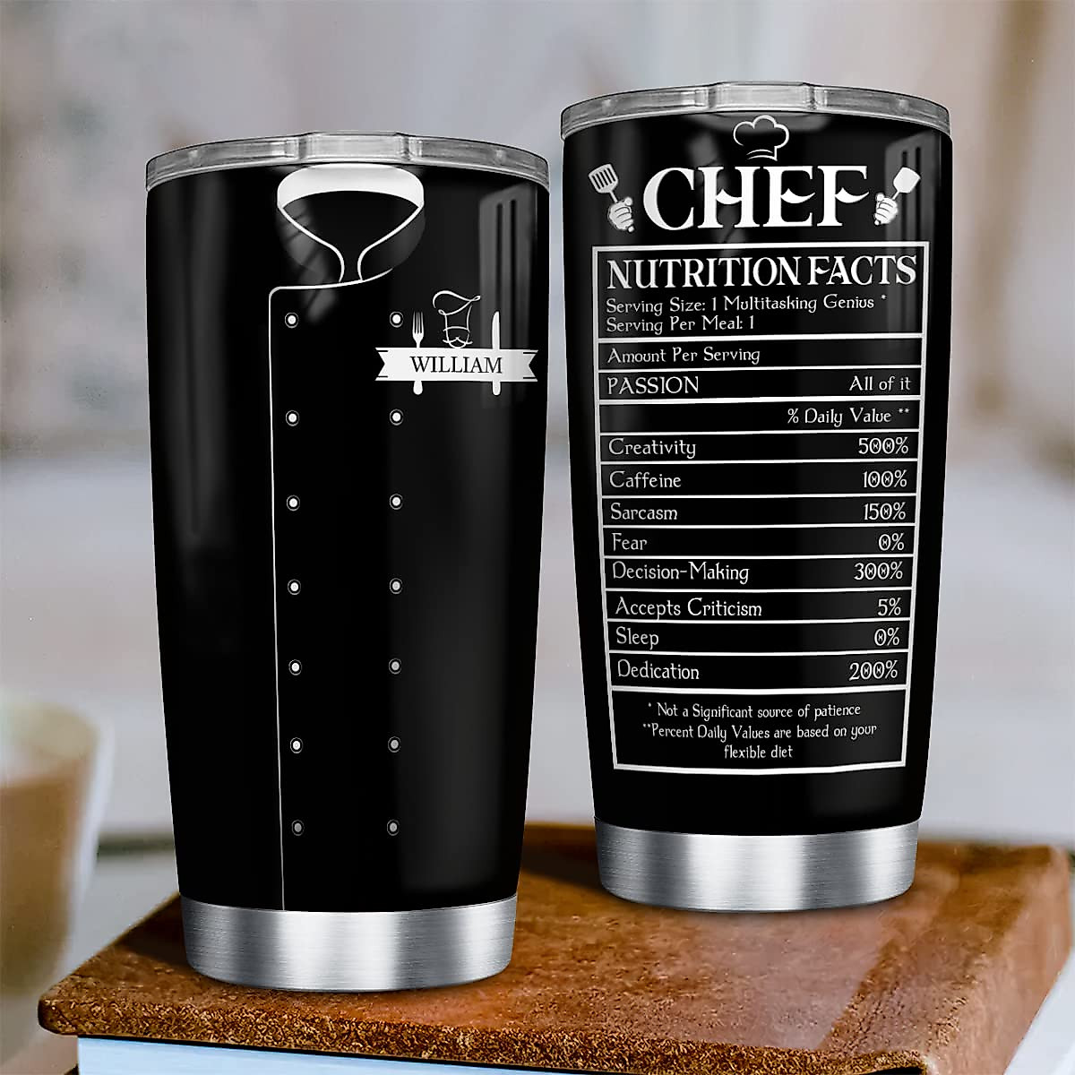 wowcugi Personalized Chef Gifts For Women Men Chef Tumbler 20oz 30oz Chefs Nutrition Facts Stainless Steel Insulated Tumblers Coffee Travel Mug With Lid