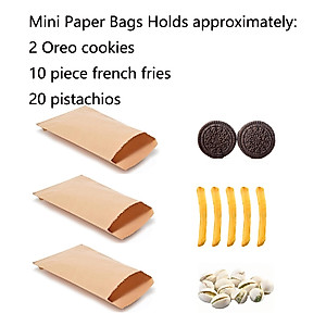 100-pack 3x5 Inches Natural Kraft Paper Bags for Bakery Cookies Treats Snacks Sandwiches Popcorn Small Gift bag