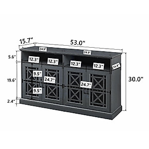 SUPPNEED 53" TV Console/Storage Buffet Cabinet/Sideboard, Black- Wood Grain Finish