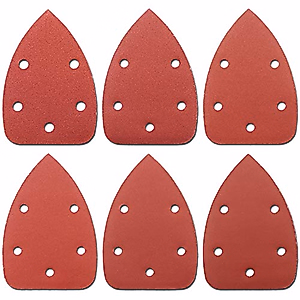 Detail Sander Paper, 120-600 Grits, Hook and Loop Backing, 5 Holes, for Sanding and Polishing, 60 Sheets
