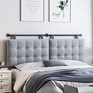 HouseMila Headboards for Queen Size Bed, Wall Mounted Headboard with Fine Linen Upholstery and Button Tufting, Adjustable Heigh Headboard for Bedroom(Queen,Grey)