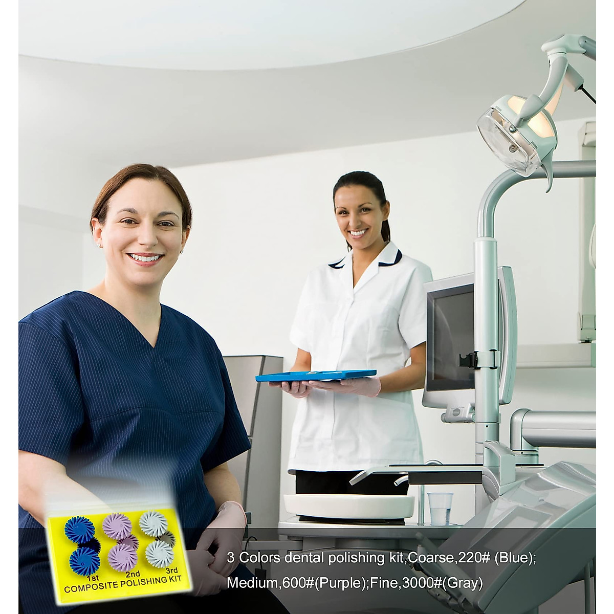 Dental Composite Resin Polishing Disc Polishe Wheels Brush Rubber Disc Kit Spiral Tooth Polisher Diamond System 6PCS