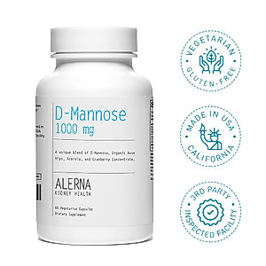 D-Mannose 1000 mg - Urinary Tract Health - with Cranberry Concentrate, Organic Rose HIPS, Acerola Extract - 60 Vegetarian Capsules (Pack of 3)