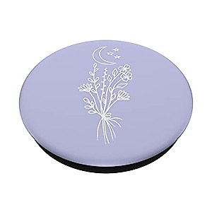 Purple-Lavender - Boho Moon Wildflower Floral PopSockets Swappable PopGrip