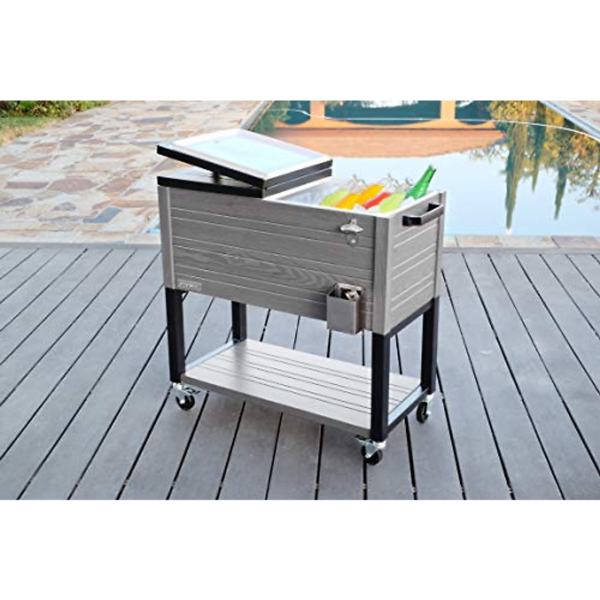 Permasteel PS-205-GRY-AM 80 Quart Patio Cooler, Gray