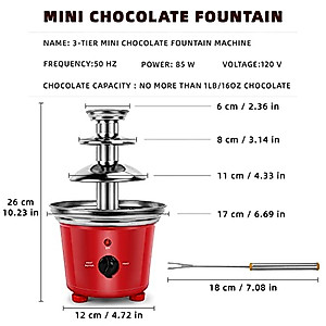 Outamateur Chocolate Fountain Machine,3-Tier Electric Melting Machine,16-Ounce Hot Chocolate Fondue Pot With 4PCS Food Forks for Sweet Treats,Fruits,Nuts,Marshmallows