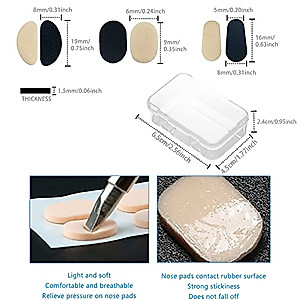 Eyeglass Repair Kit.24Pairs Glasses Nose Pads,Adhesive Anti Slip Nose Pads Relieve Pressure for Eyeglasses and Sunglasses(Black,Skin Tone,3 Shape,1.5mm).1Pcs Eyeglass Nose Pads Storage Box(Clear)
