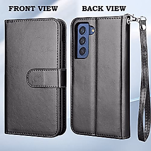 Takfox Galaxy S21 FE 5G Case, for Samsung S21 FE 5G Wallet Case PU Leather Flip Case Cover with Magnetic Closure [9 Card Slots] Card Holder Kickstand for Women Men Folio Detachable Phone Case-Black