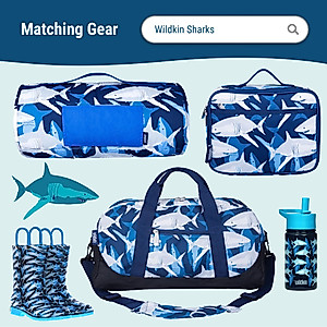 Wildkin 17 Inch Kids Backpack for Boys & Girls, Features Three Zippered Compartment with Interior & Side Pockets Backpacks, Perfect for School & Travel Backpack for Kids (Sharks)