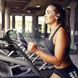 RJVW Stroller Clip On Fan, 3 Speed Rechargeable Battery Powerd USB Desk Fan, 4 Inch Table Cooling Fan, 360° Rotate Desktop Fan, Strong Wind Portable Fan for Home Office Treadmill Baby Stroller