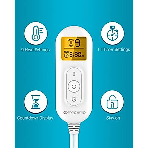 Comfytemp Weighted Heating Pad, 12x 24" Electric Heating Pad for Back Pain Relief with 9 Heat Settings | 11 Auto-Off | Stay on | Backlight, 2.2lb XL Heat Pad for Shoulders and Cramps Relief, Washable