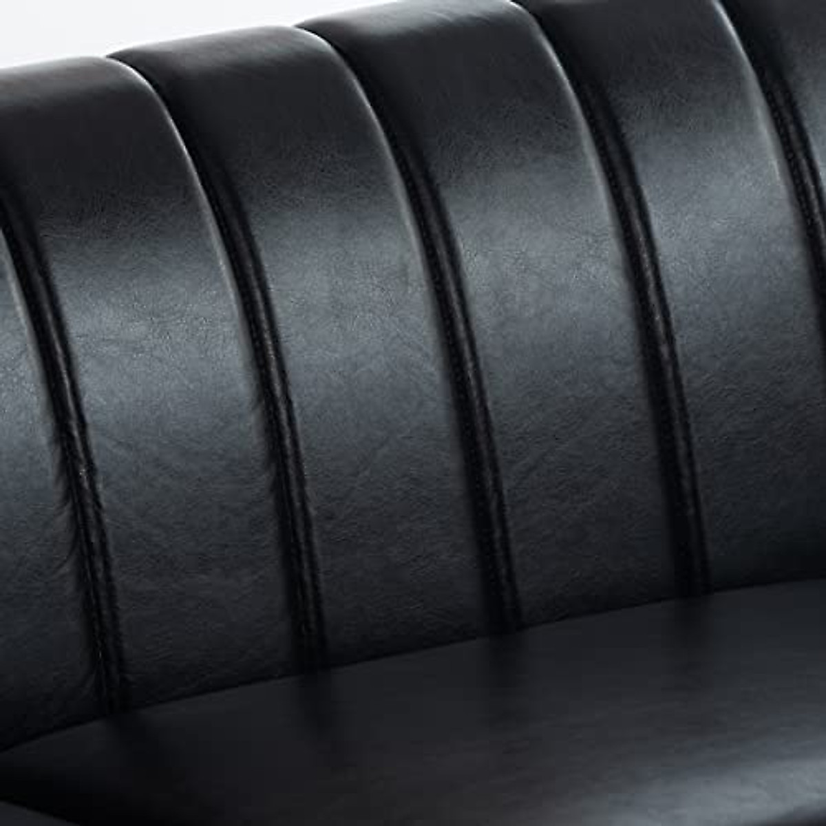 EMKK 84'' PU Leather Chesterfield Sofa Couch, 3-Seater Sofá for Living, Mid-Century Modern with Solid Wooden Frame & Padded Cushions, Apartment, Lounge Room, Black New-1