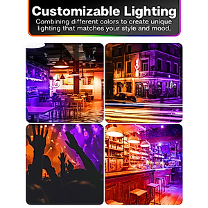 LEDERA LED Flood Orange Purple Light Bulb, 15W Equivalent 150W, Par38 Orange Purple Flood Light, E26 Base, Colored LED Light Bulbs, Not-dim Ideal for Halloween, Christmas, Party, Holiday, 2 Pack