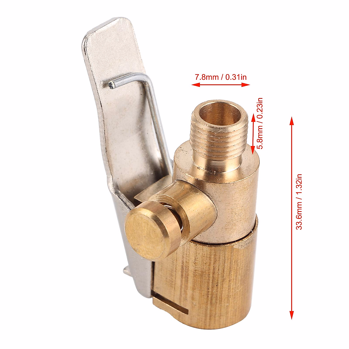 Tire Inflator Chuck, Brass Air Chuck Open,Tire Inflator Chuck Tyre Quick Inflation Clip Clamp Connector for Car Motorcycle with Valve