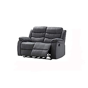 Kingway Modern Fabric 3pcs Reclining Set for Living Rooms Upholstered Manual Motion Couches Sofas, 3+2 SEAT, Gray