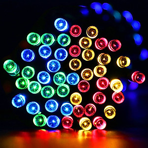 XUNATA Waterproof String Lights Outdoor, 50 LEDs 33ft Starry USB Powered 8 Modes Setting Light, for Indoor Outdoor Wall Decoration Wedding Party Home Garden(Multi-Color)