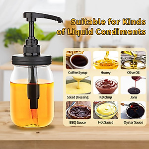 Watsango 2 Packs Mason Jar Syrup Dispenser, Coffee Syrup Dispenser for Regular Mouth Mason Jar, Food Grade Rustproof Plastic Pump for Syrup, Honey, Liquid Condiments, Ketchup, Coffee Syrup and More