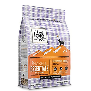 "I and love and you" Naked Essentials Dry Puppy Food - Natural Grain Free Kibble, Prebiotics & Probiotics, Chicken + Lentils, 4-Pound Bag