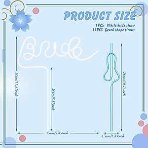 12Pcs Bachelorette Party straw Set 1Bachelorette Party straw+11 Gourd Shape Straws,Hen Party Ring Straws Decorations,Birthday Drinking Bride Shape Plastic Straws Gifts for Bride(White,pink)
