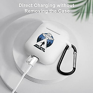 Believe Bigfoot Sasquatch UFO Silicone AirPods Case Protective Cover Compatible with AirPods 2 & 1 with Keychain