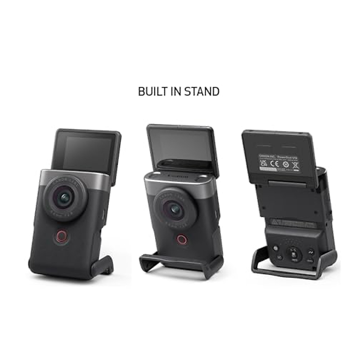 Canon PowerShot V10 Vlog Camera for Content Creators, 19mm Wide-Angle Lens, 1" CMOS sensor, 4K Video, Face-tracking, Built-in Microphone, Image Stabilization, Webcam, Live Streaming, Silver