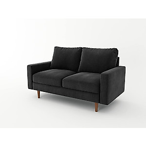 SILKIR 2-Person Loveseat Sofa Couch for Living Room | Perfect for: Apartment/Studio/Office & Small Space | Velvet Fabric | Fast and Easy Assembly | Warranty (Black) Modern Contemporary Mid-Century