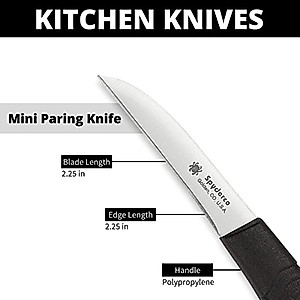 Spyderco Mini Paring Kitchen Knife with 2.25" Stainless Steel Blade with Durable Black Polypropylene Handle - PlainEdge - K09PBK