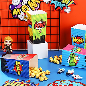 Containlol 24 Pcs Popcorn Boxes Party Favors Snack Treat Box Candy Cookie Container for Movie Cinema Theme Birthday Party Baby Shower Favor Supplies(Cheerful Style)