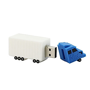 16GB Truck Shape USB Flash Drive U Disk USB 2.0 Data USB Flash Disk Memory Stick Pen Drive Storage Device USB Drive External Storage Flash Disk (Blue)