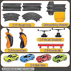 EsiPlay Slot Car Race Track Sets, Electric Boys Toys Race Car Track with 4 Slot Cars, 2 Controllers, Lap Counter, Dual Racing Game Circular Overpass Track, Gifts for Kids Age 3 4 5 6 7 8-12
