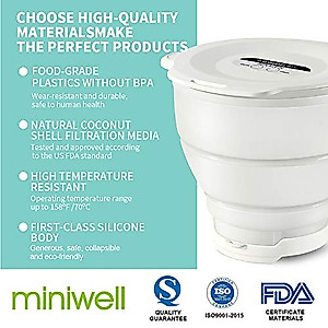 miniwell Collapsible Filtration System- Water Camping Filter Pitcher- Faucet Filter for Hiking Purification- Faucet Filter Remove Chlorine,Sediments, BPA Free- Kitchen- Emergency (White)