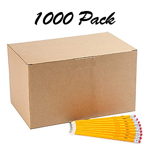 Madisi Wood-Cased #2 HB Pencils, Yellow, Pre-sharpened, Bulk Pack, 1000 pencils
