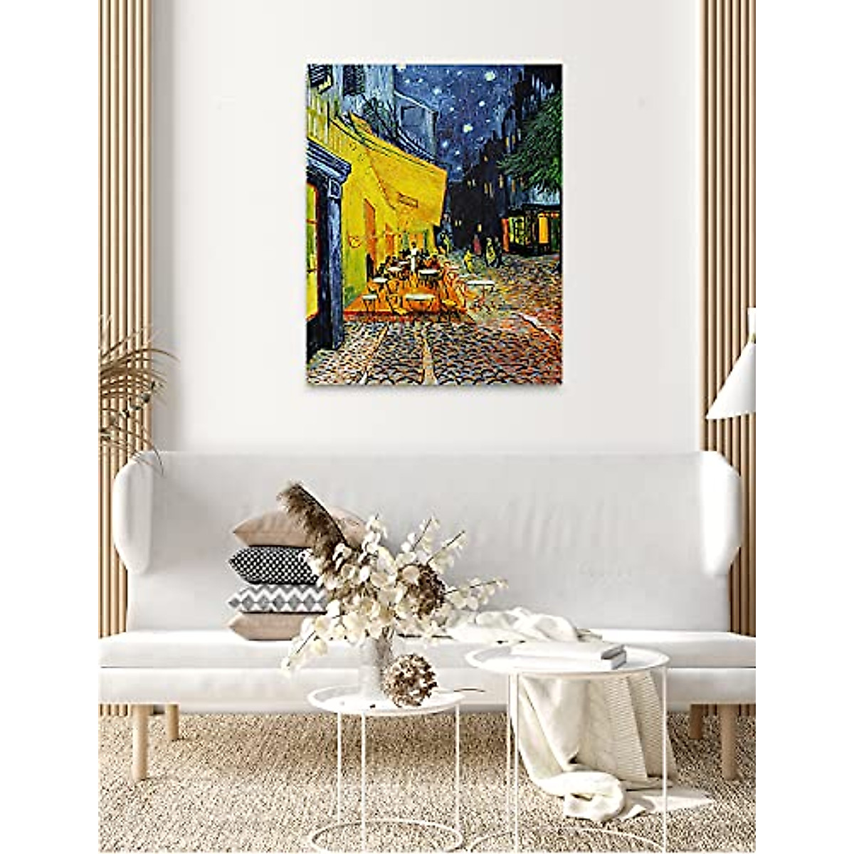 DECORARTS - Cafe Terrace At Night, Vincent Van Gogh Art Reproduction. Giclee Canvas Prints Wall Art for Home Decor 30x24