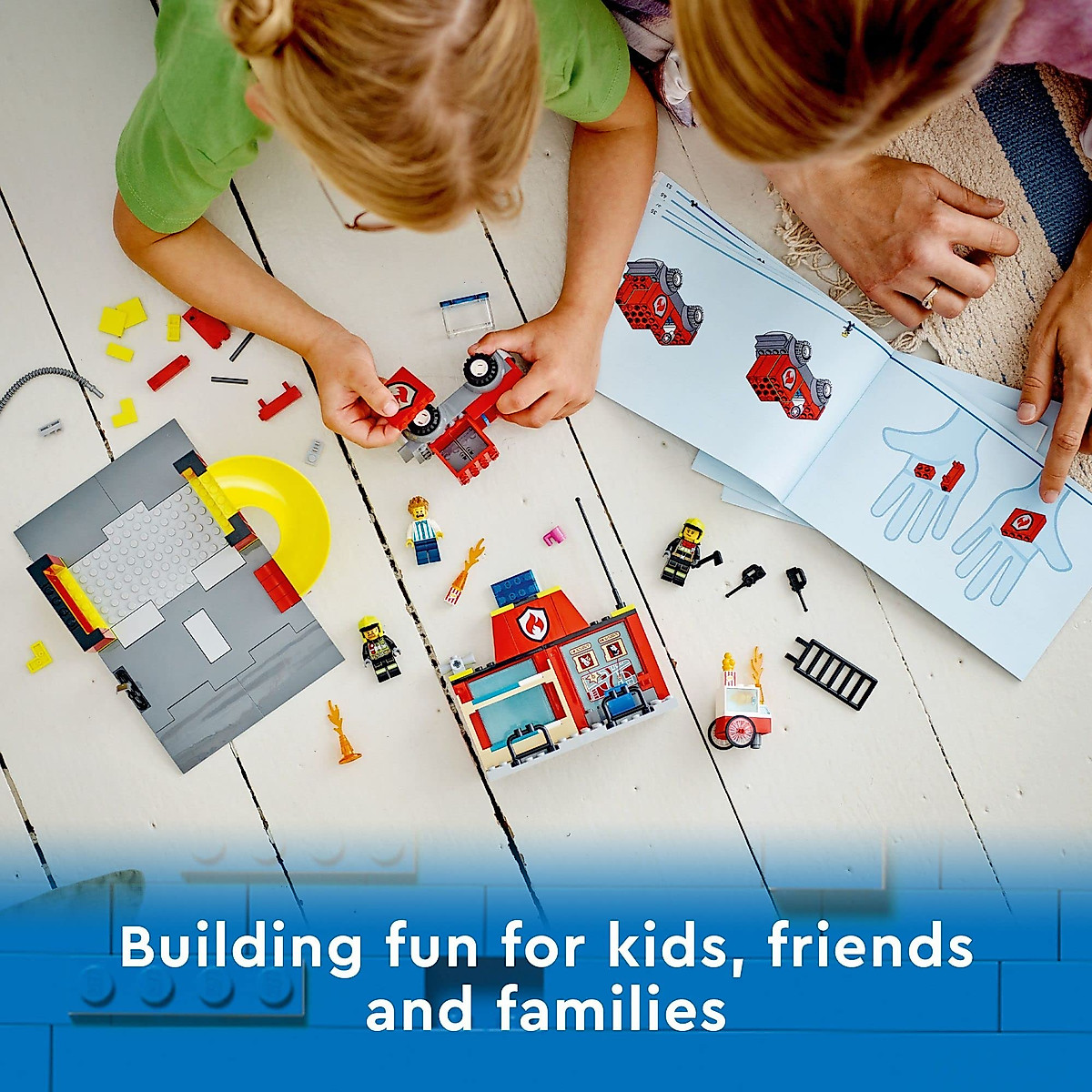 Lego City Fire Station and Fire Engine 60375, Pretend Play Fire Station with Firefighter Minifigures, Educational Vehicle Toys for Kids Boys Girls Age 4+