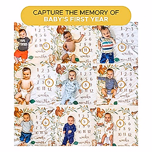 Baby Monthly Milestone Blanket Woodland - Baby Girl Gifts & Baby Boy Gifts - Watch Me Grow Woodland Nursery Décor - European Design - Gender Neutral for Newborn Girl & Boy