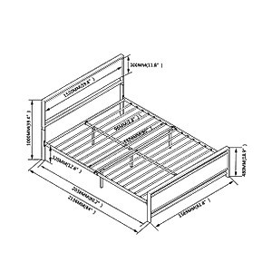 MegaChunk Queen Size Metal Platform Bed Frame with Wooden Headboard and Footboard, Black, No Box Spring Needed, Large Under-Bed Storage, Easy to Assemble