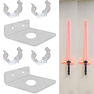 MANNIFEN 2 Pack Universal - Clear Acrylic Rack - Lightsaber Wall Mount Lightsaber Wall Shelf Saber Lightsaber Lightsaber Wall Bracket