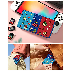 Xinocy for Nintendo Switch Game Case with 24 Game Holder Slots and 24 SD Micro Card Slots for Nintendo Switch/Lite/OLED,Cute Cartoon Games Cartridge Cases for Boys Kids Girls Kawaii Storage Box, Maro1