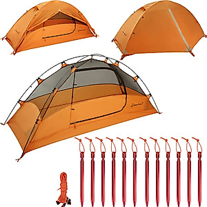 Clostnature 1-Person Tent for Backpacking - Ultralight One Person Backpacking Tent, Hiking Tent for One Man, Solo, Single Person with Tri-Beam Aluminium Stakes