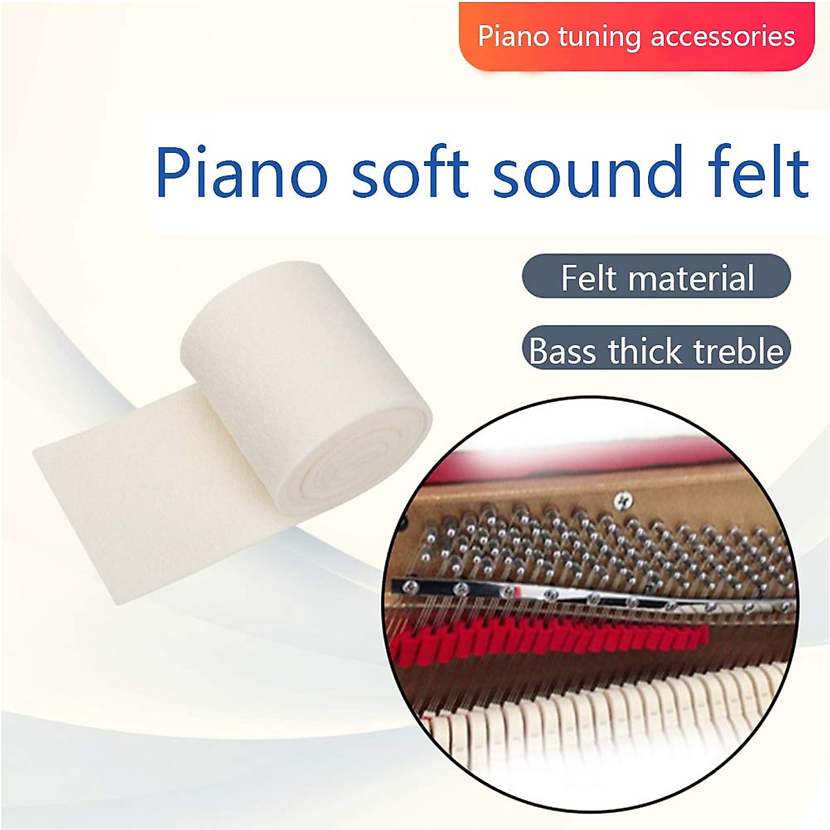 CALIDAKA Piano Muffler Piano Mute Rail Felt Strip Piano Muffler Felt Tapered Durable Soft Non-Fading for to Gradient Process, Thick Bass, High Pitch Thin, Sound Weakening
