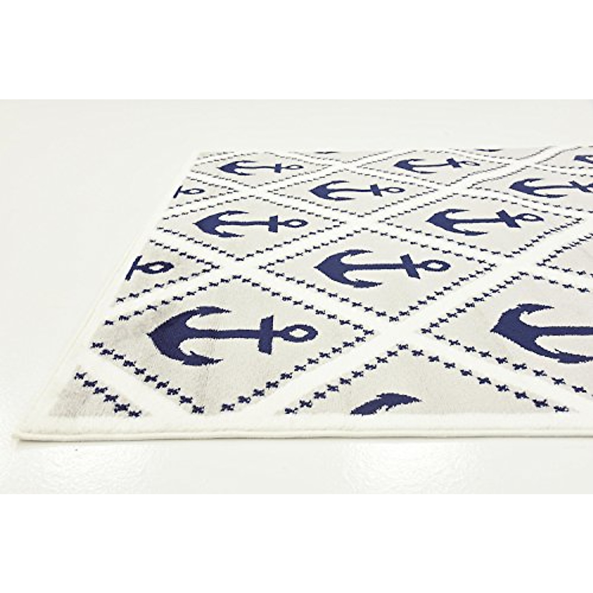 Unique Loom Metro Collection Modern Nautical Coastal Geometric Anchors Area Rug, for Kids, 5 ft x 8 ft, Light Gray/Ivory