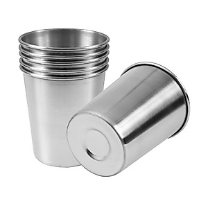 EVERMARKET 6 Pack 8 Ounce 230ml Stainless Steel Cups Shatterproof Pint Drinking Cups Metal Drinking Glasses for Kids and Adults