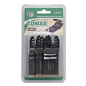 3 PCS Carbide Teeth Oscillating Multitool Quick Release Oscillating Saw Blades Fits Fein Multimaster, Porter Cable, Black&Decker, Bosch Craftsman, Ridgid, Makita, Milwaukee, Dewalt, and More